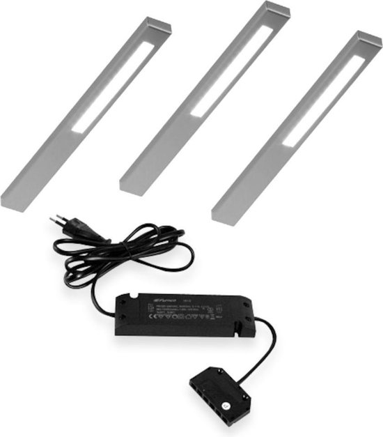 Slim Led set van 3 langwerpige spots met schakelaar onderbouw 12V/15W ...