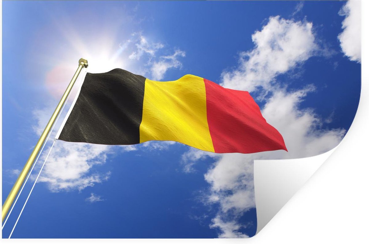 bol.com | Muursticker Vlaggen -vlag van België wappert inlucht - 90x60 ...
