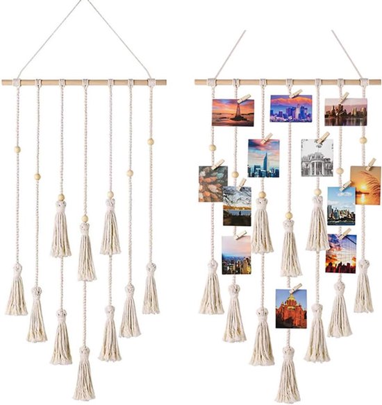 Fotolijst voor aan de muur (1 stuk) - 42 x 108 cm - Inclusief 30 houten ...