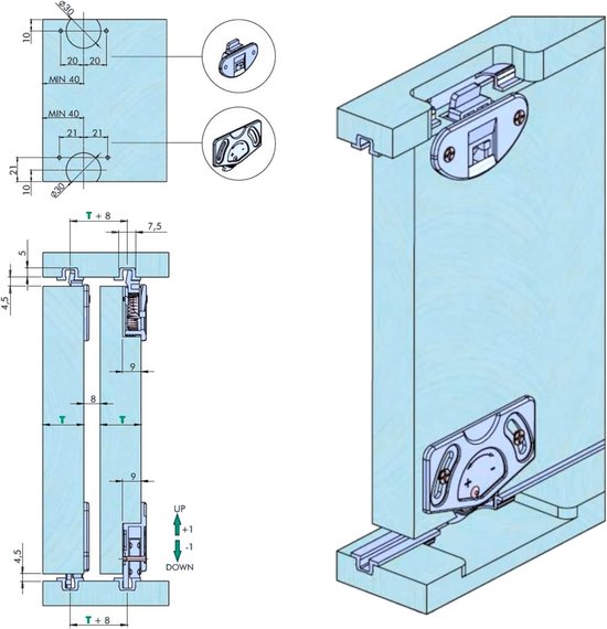 2x Compleet Kunststof Schuifdeurbeslag Set met Rolrail en Geleiders ...