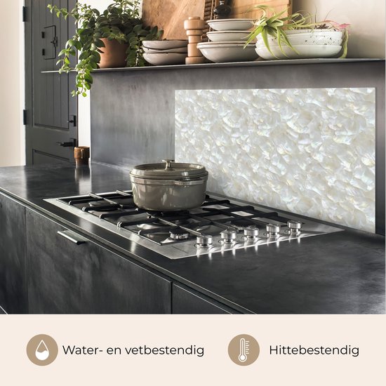 Spatscherm 100x50 cm - Zelfklevende achterwand Parelmoerglans - Wit ...