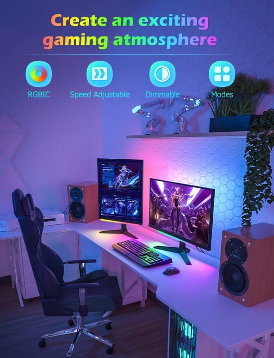 2x RGB Lichtbalk voor PC & Monitor - Sfeervolle Dreamcolor Ambilight ...