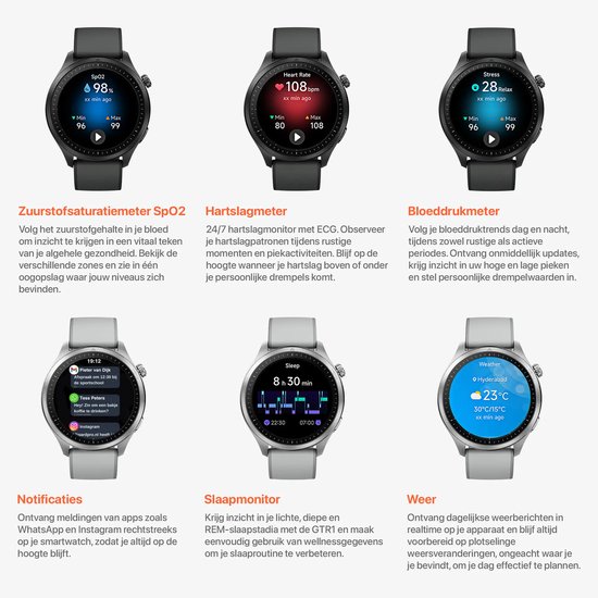 Otiume Modern Pulse GTR1 – Smartwatch – 46mm Amoled Display – Dual GPS ...