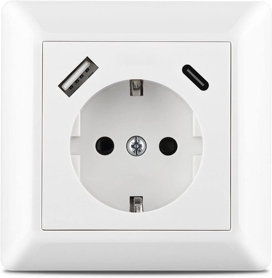 Inbouw Stopcontact met USB en USB-C Aansluiting Wit | bol