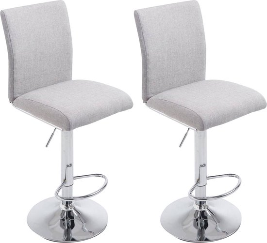 Luxe Barkruk Dora - Grijs - Chroom - Modern Design - Set van 2 ...