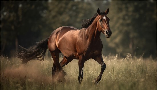 Inductieplaat Beschermer - Bruin Paard met Witte Bles Lopend door ...