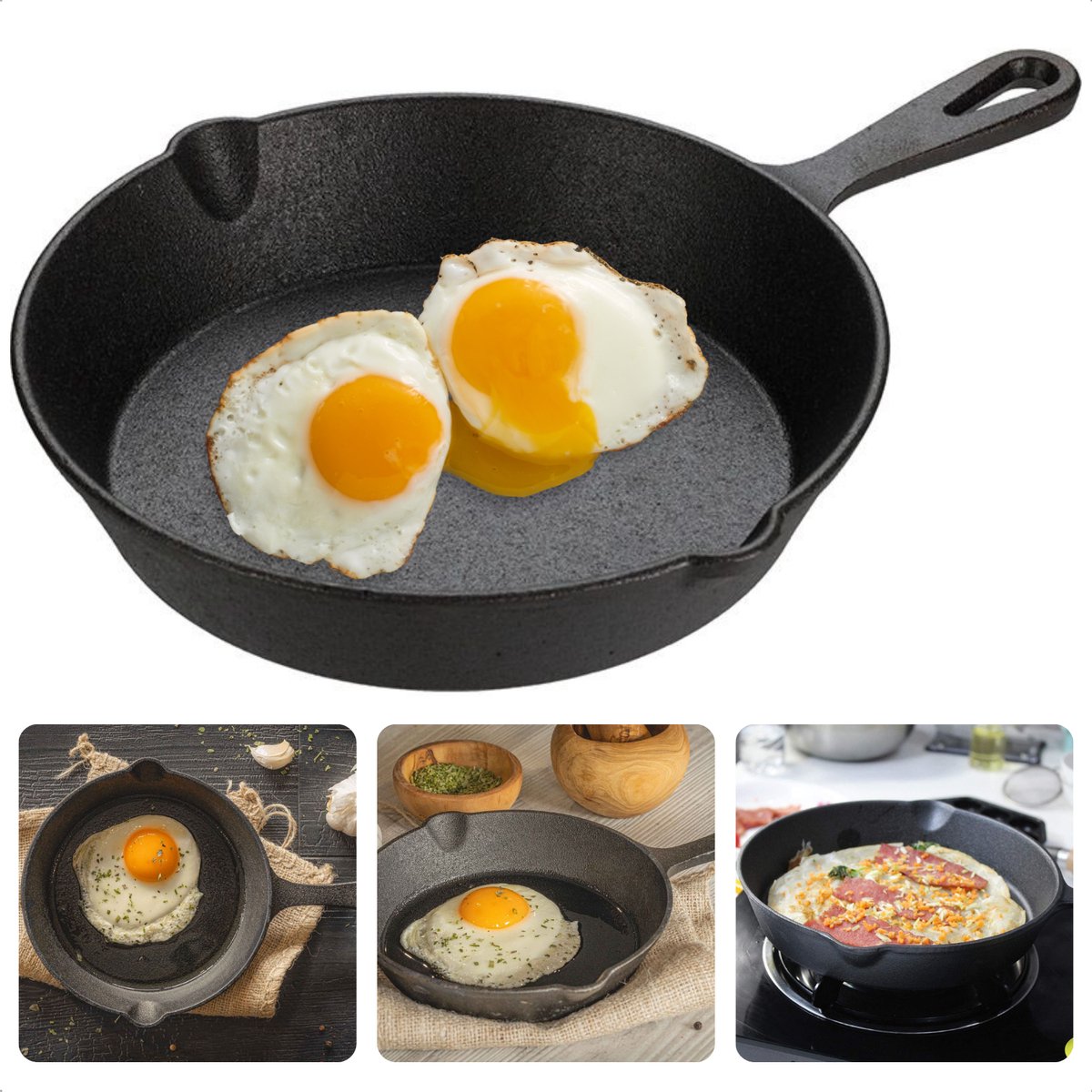 Cheqo® Barbecue Pan - BBQ Pan - Koekenpan voor BBQ - Gietijzer - ø20cm ...