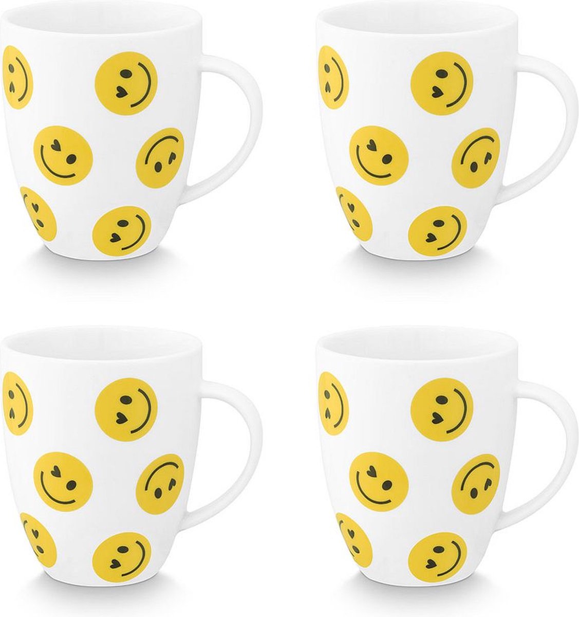 vtwonen Mokken Set met Smile Print - Kopjes & mokken - Set van 4 ...