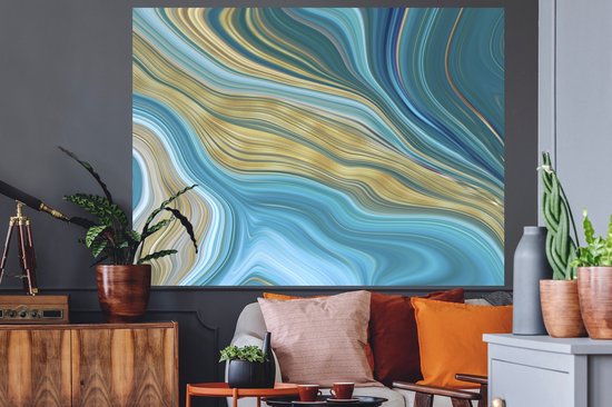 Muurstickers - Sticker Folie - Marmer - Golven - Goud - Patronen ...