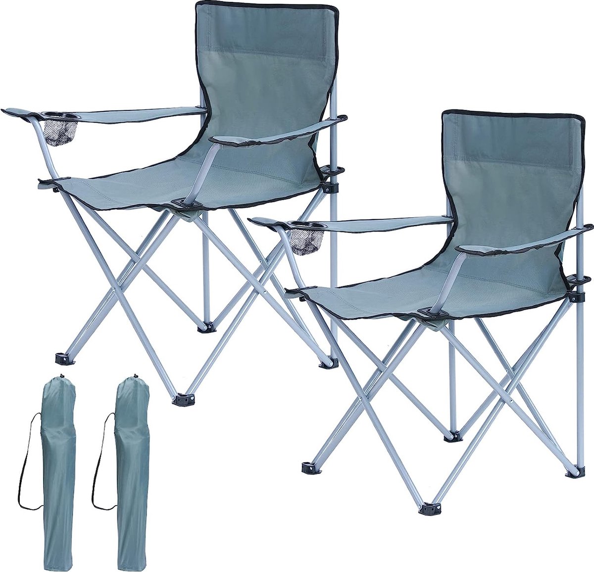 Opvouwbare campingstoelen, set van 2, visstoelen, opvouwbaar met bekerhouder,... | bol