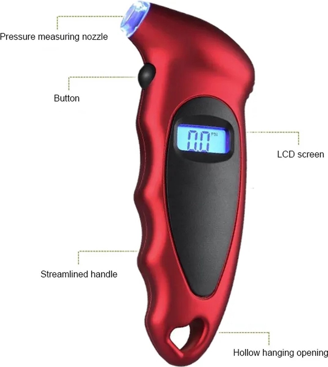 RujorTech Digitale Bandenspanningsmeter met Led - SpanningsMeter ...