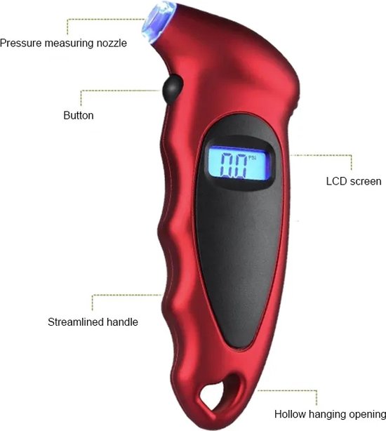 RujorTech Digitale Bandenspanningsmeter met Led - SpanningsMeter ...