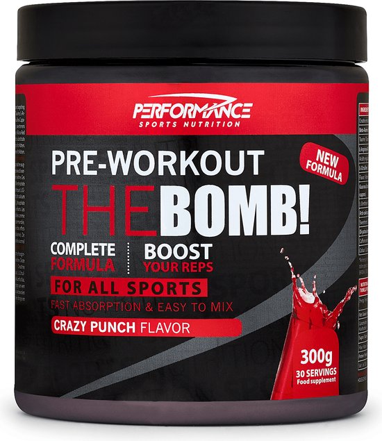 The Bomb Pre-Workout (Crazy Punch - 300 gram) - PERFORMANCE - 30 ...