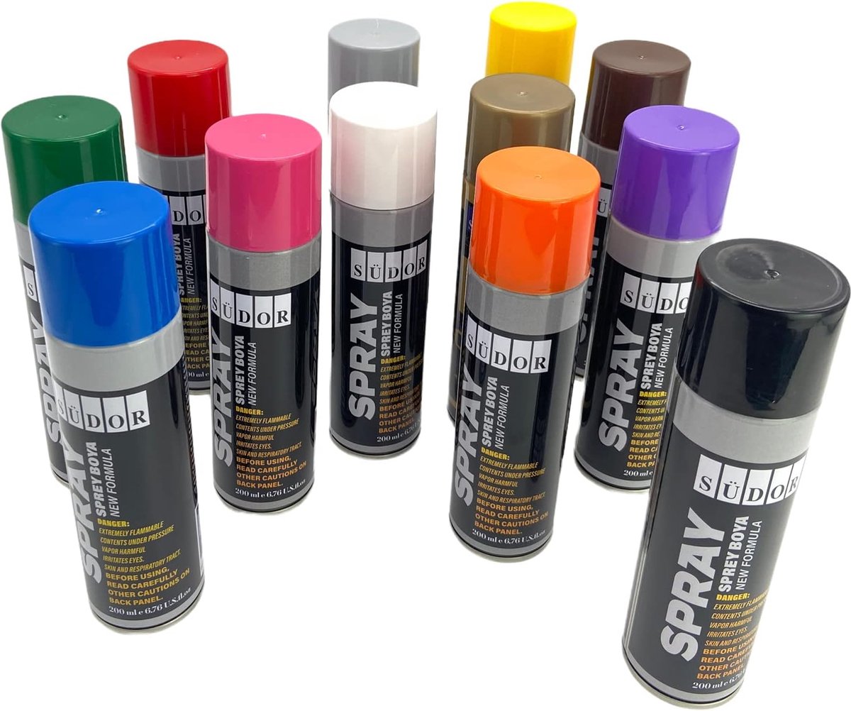 Spuitverf set 12 kleuren , 12x200 ml Sneldrogende graffiti verf ...