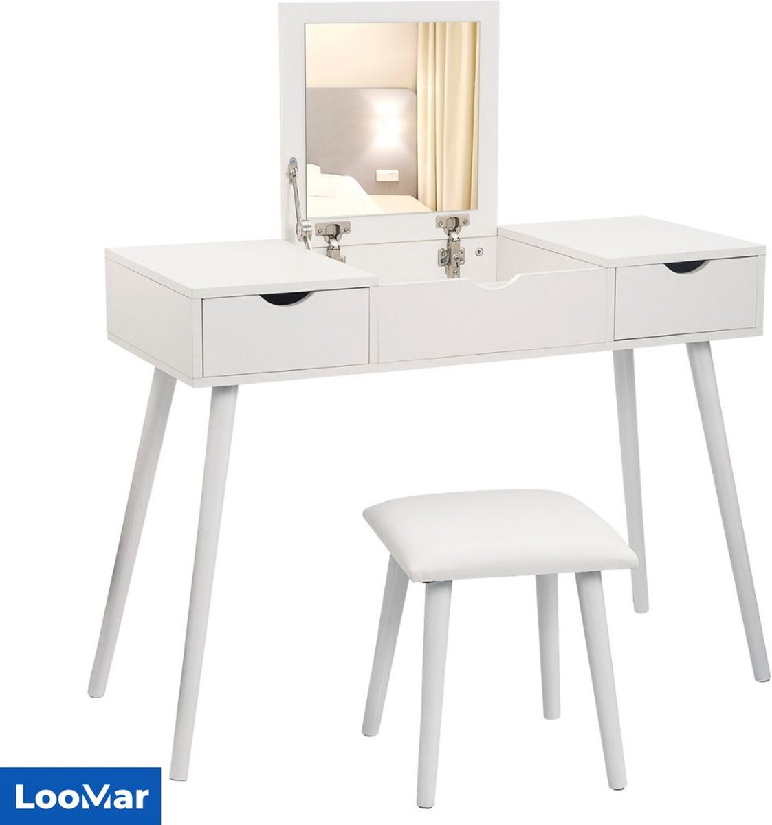 LooMar Kaptafel met spiegel - Schminktafel - Make up tafel - Make up ...