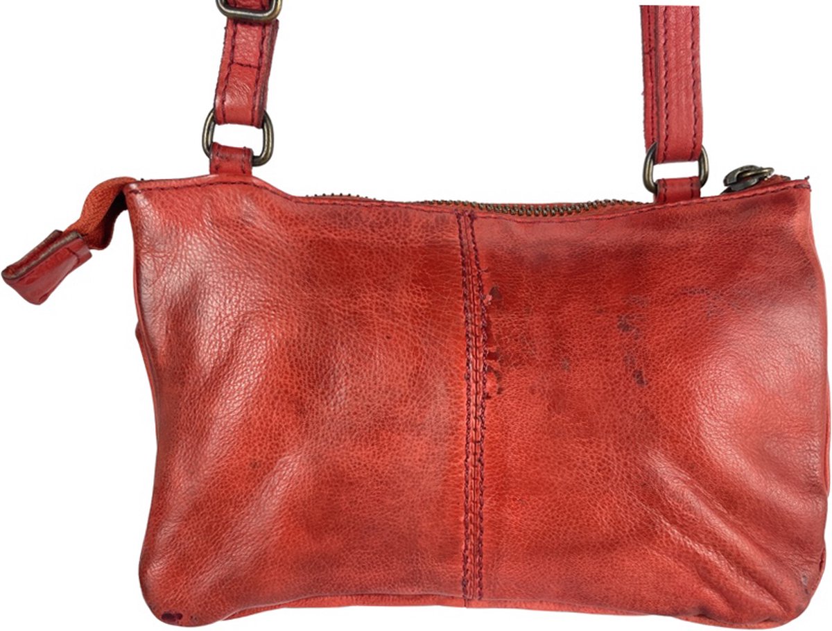 Portemonnee Dames – Rood Leer – Dames Tas– Telefoontasje – Crossbody ...