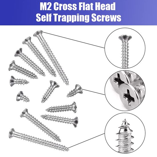 XCOZU Schroevenset, 800 stuks, M2, voor hout en kunststof ...
