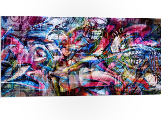 PVC Schuimplaat - Graffiti Tekening van Mensen en Figuren - 100x50 cm ...
