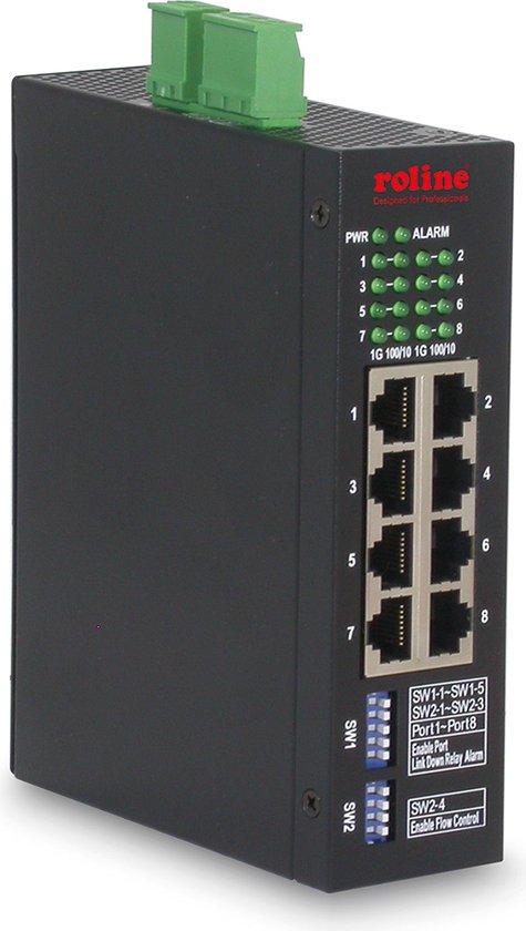 ROLINE Industriële Gigabit Ethernet Switch, 8 poorten, Web Managed | bol