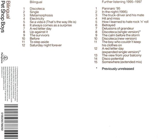 Bilingual - Further Listening 1995-1997, Pet Shop Boys | CD (album) | Muziek | bol.com
