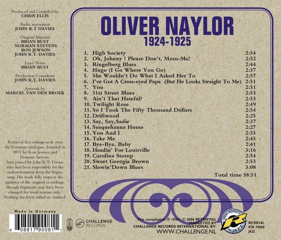 1924-1925, Oliver Naylor His Seven Aces | Muziek | bol