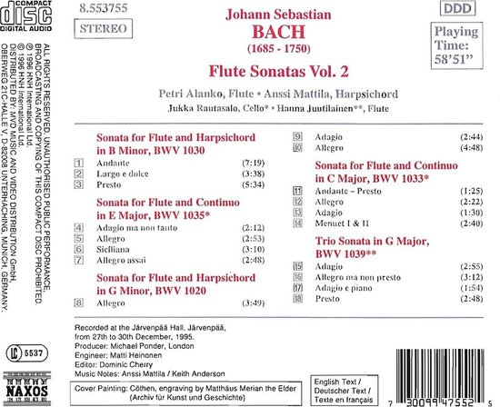 Petri Alanko, Anssi Mattila, Jukka Rautasola, Hanna Juutilainen - J.S. Bach: Flute... | bol.com