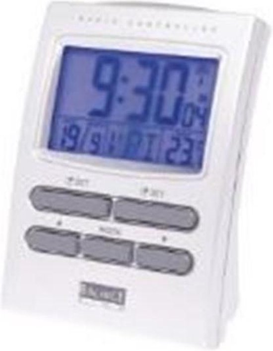Radio-Controlled Alarm Clock Colour LCD Display Silver | bol.com