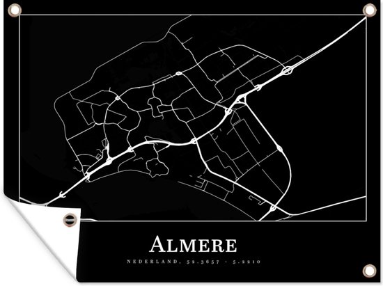 Tuinschilderij Stadskaart - Almere - Kaart - Plattegrond - 80x60 cm ...
