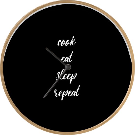 Klok Ø 30 Cm Spreuken Cook Eat Sleep Repeat Quotes Koken