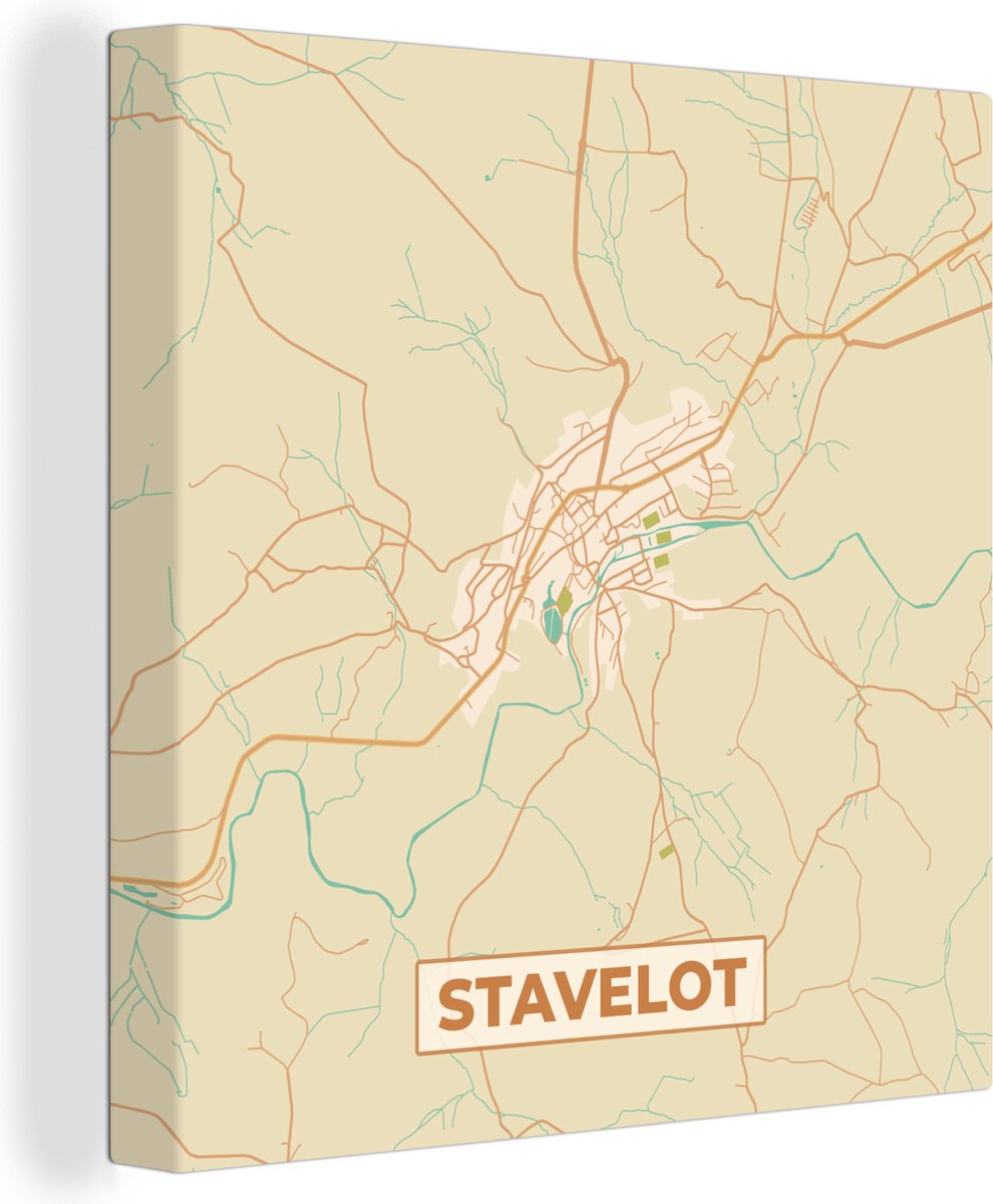 Canvas Schilderij Stadskaart - Plattegrond - Vintage - Kaart - Stavelot ...