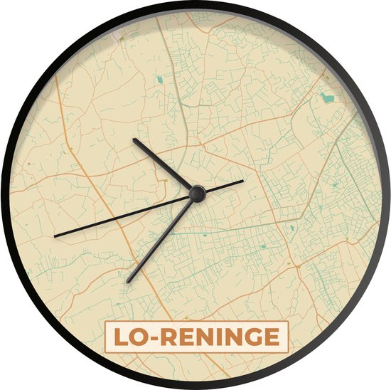 Klok - Ø 30 cm - Stadskaart - Plattegrond - Kaart - Vintage - Lo ...