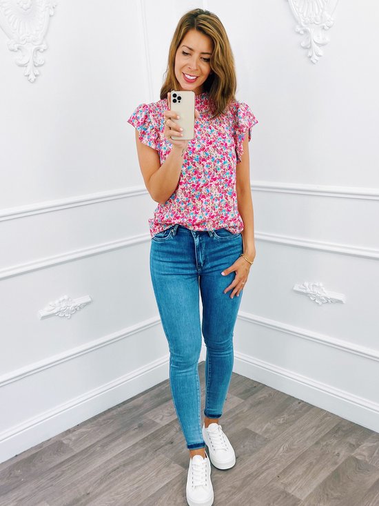 Ruffel Flower Col Top Fuchsia | bol.com