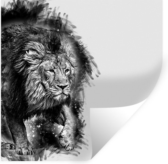 Muurstickers - Sticker Folie - Leeuw - Zwart - Wit - 120x120 cm - Plakfolie -... | bol