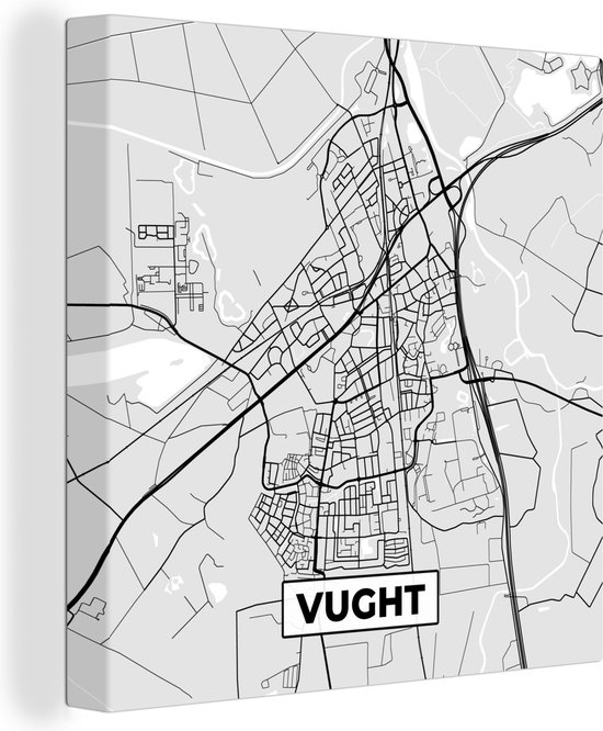 Canvas Schilderij Plattegrond - Vught - Kaart - Stadskaart - 90x90 cm ...