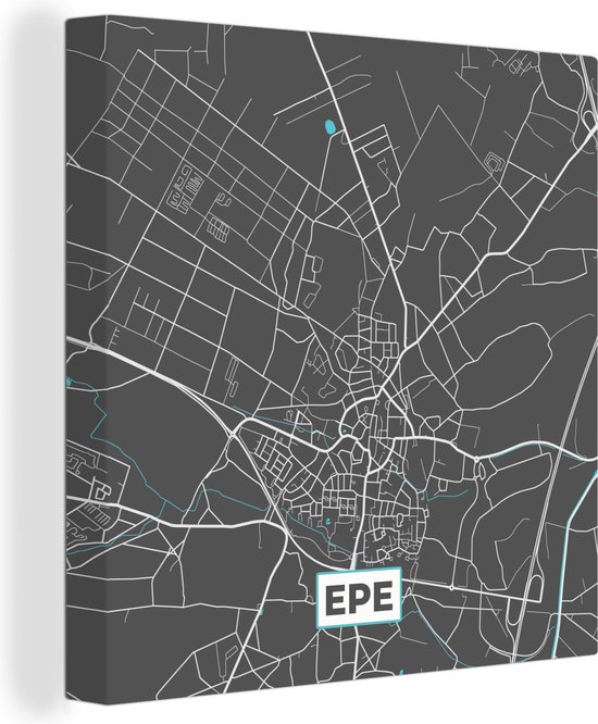 Canvas Schilderij Epe - Stadskaart - Plattegrond - Kaart - 90x90 cm ...