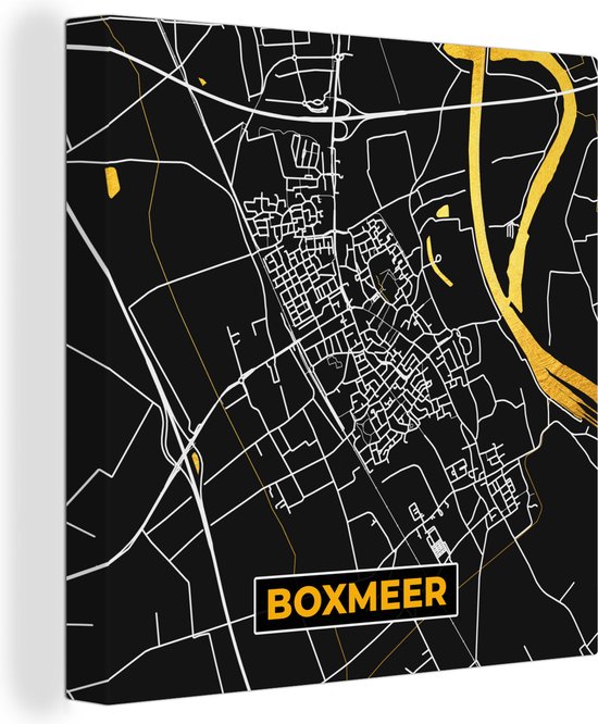 Canvas Schilderij Plattegrond - Boxmeer - Kaart - Goud - Stadskaart ...