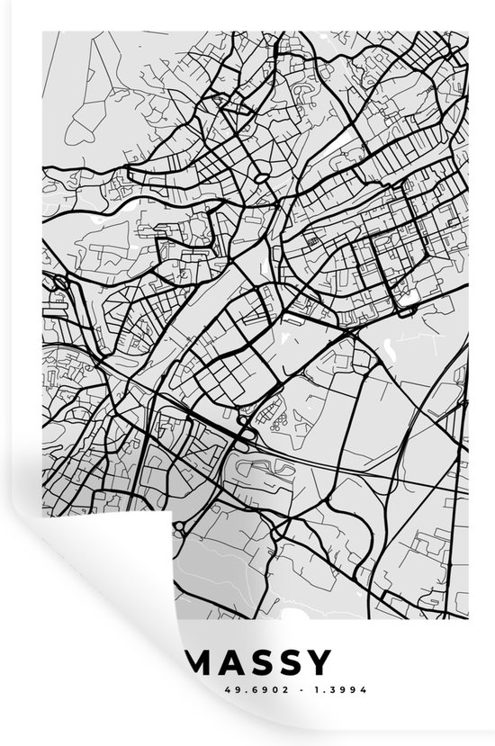 Muurstickers - Sticker Folie - Plattegrond – Massy – Stadskaart – Kaart ...