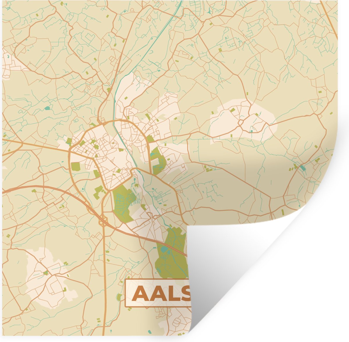 Muurstickers - Aalst - Stadskaart - Kaart - Plattegrond - Vintage ...
