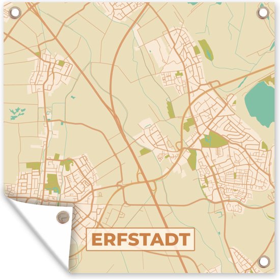 Tuin poster Erfstadt - Stadskaart - Plattegrond - Vintage - Kaart ...