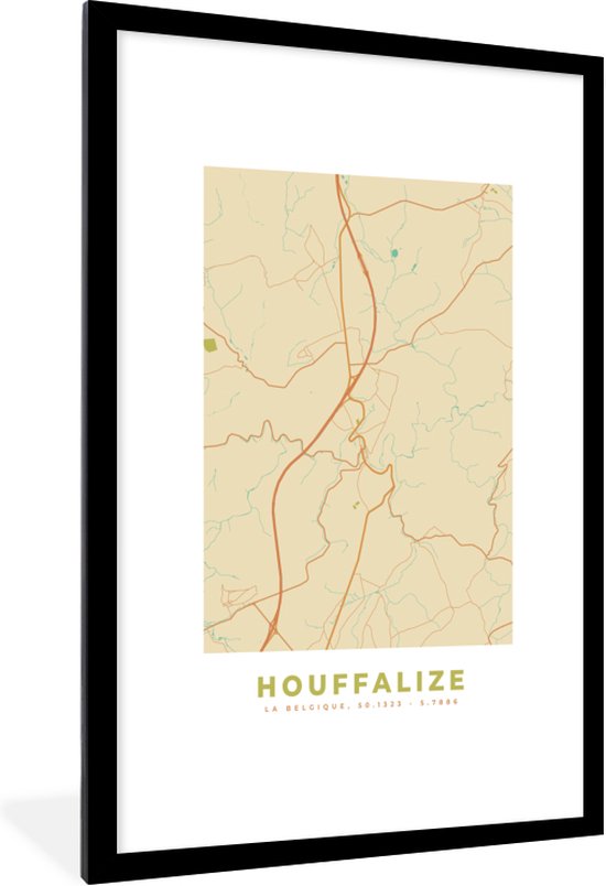 Fotolijst incl. Poster - Plattegrond - Kaart - België - Houffalize ...