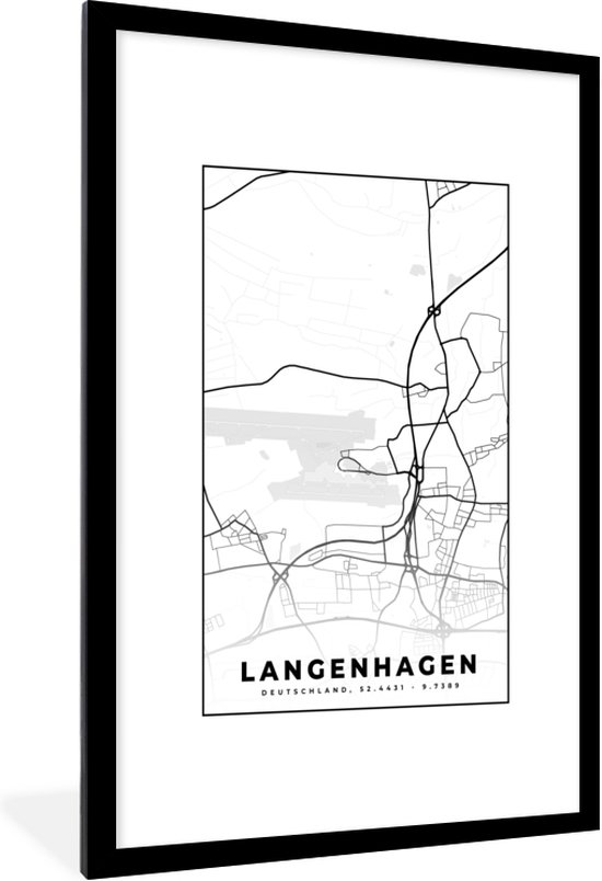 Fotolijst incl. Poster - Plattegrond - Stadskaart - Langenhagen - Kaart ...