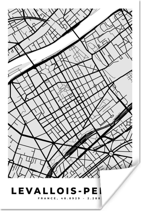 Poster Stadskaart - Frankrijk - Kaart - Levallois-Perret - Plattegrond ...