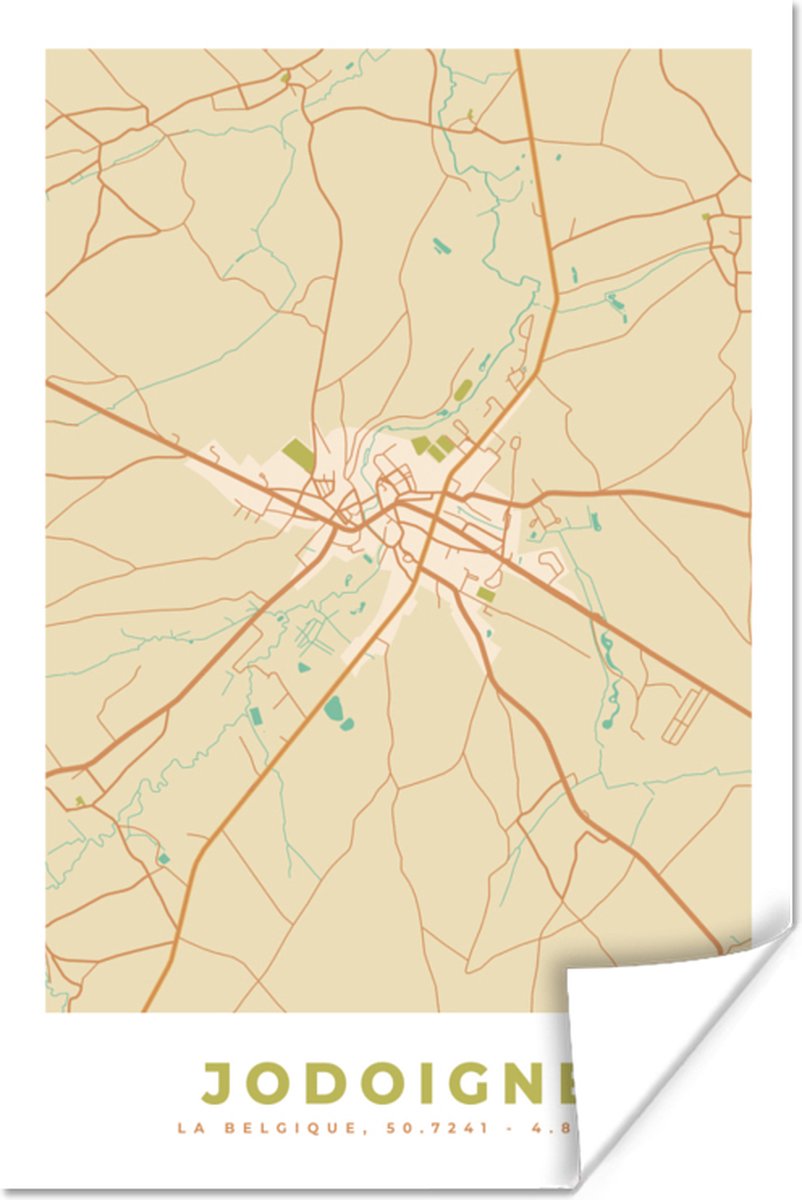 Affiche Plan de ville - Carte - België - Carte - Jodoigne - 80x120 cm ...
