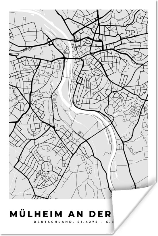 Poster Mülheim An Der Ruhr - Kaart - Plattegrond - Stadskaart ...