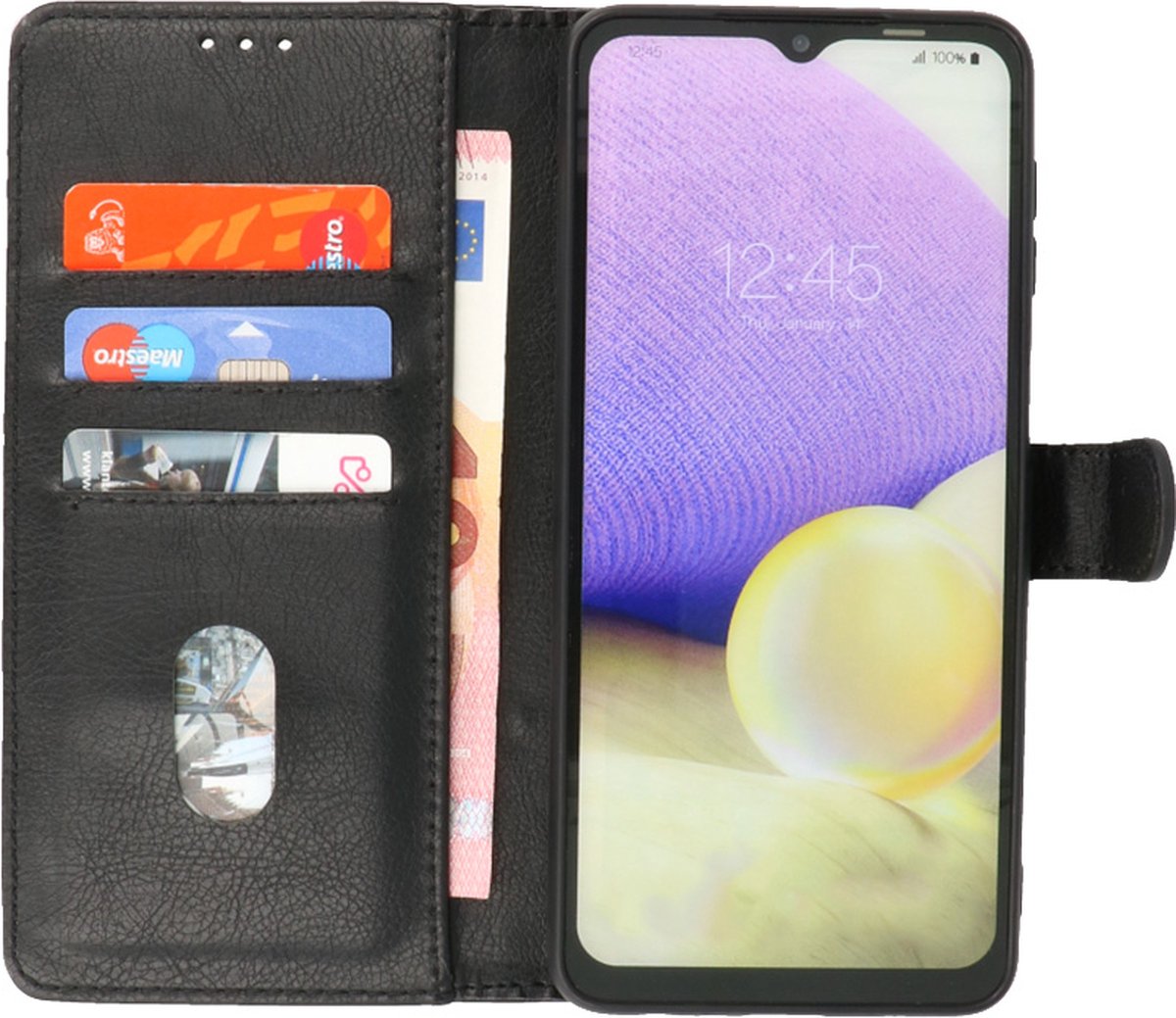Samsung Galaxy A03 Hoesje Book Case Portemonnee Telefoonhoesje Zwart ...
