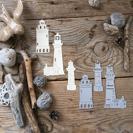 Metalen snijmal - 3 vuurtorens - vuurtoren - scrapbooking - stansmes ...