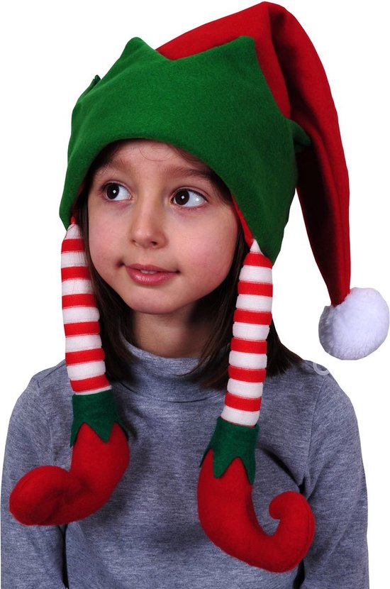 Sandy Elfen muts - 2x stuks - rood/groen - polyester vilt - kinderen ...