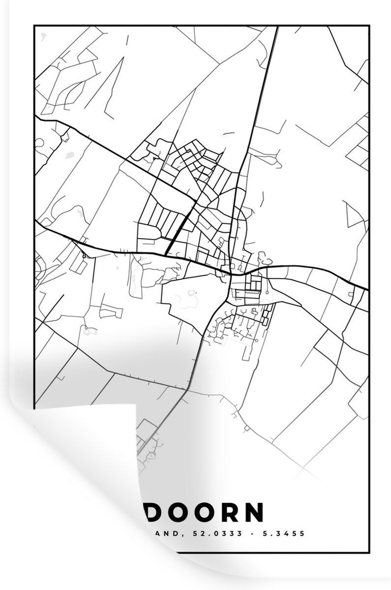 Muurstickers - Plattegrond - Doorn - Kaart - Stadskaart - 40x60 cm ...