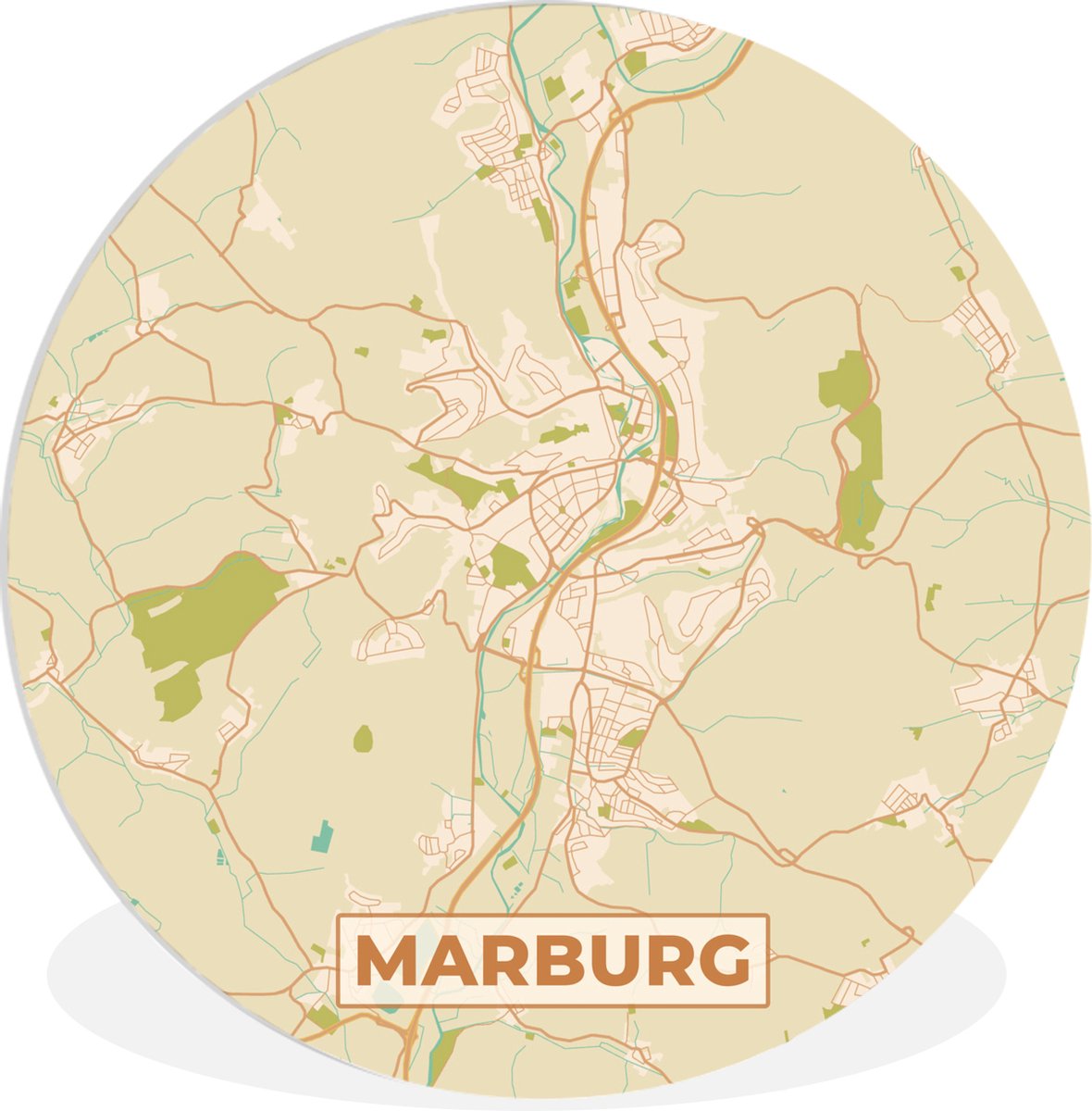 Wall Circle - Wall Circle Indoor - Marburg - Vintage - Map - Map - City ...