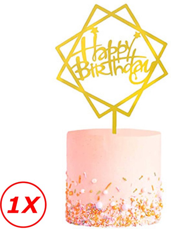 Cake Topper Happy Birthday Versiering Taarttopper Decoratie Goud ...